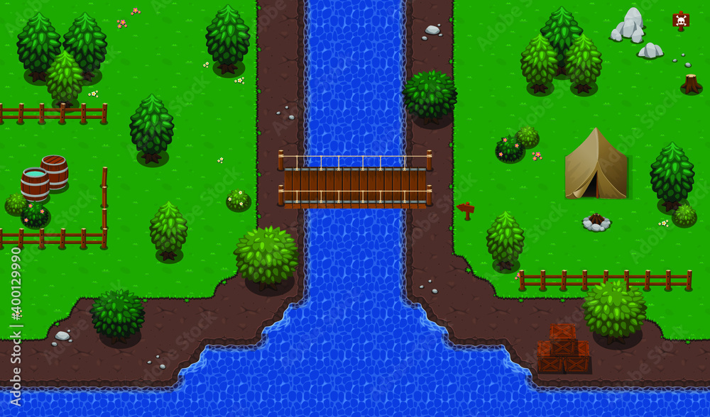 Meadow Top Down Game Tileset Stock Vector | Adobe Stock