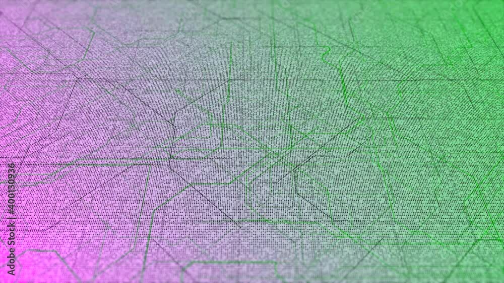 Diagram with moving lines of computer chip. Animation. Multi-colored ...