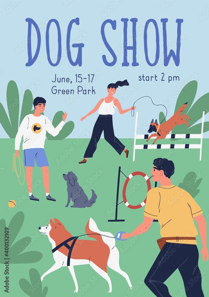 Vertical poster for breed show vector flat illustration. Advertising ...