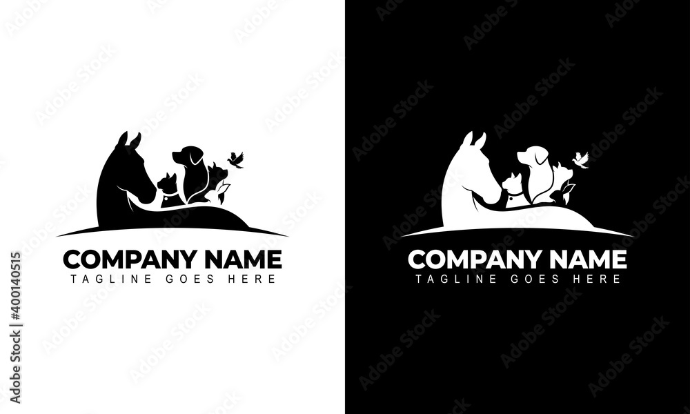 Vector illustration of creative logo design graphics. Horse, Dog, Cat ...