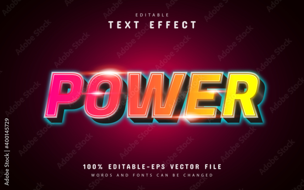 Power text effect with gradient Stock Vector | Adobe Stock