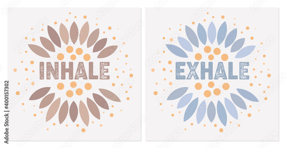 Inhale, exhale floral frame isolated icon, flower logo breathing card ...