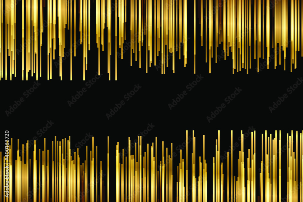 Abstract stripes golden lines on black background. Vertical lines gold ...