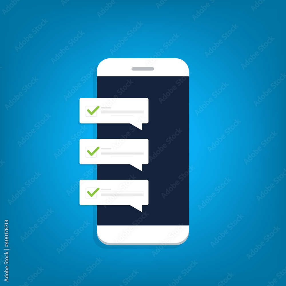 Mobile phone with push notifications or smartphone cellphone sms ...