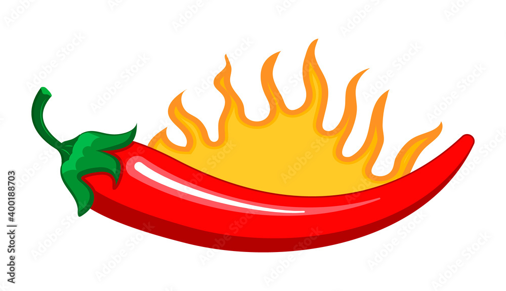 Red chilly peppers are burning as spicy sign. Cartoon vector isolated ...
