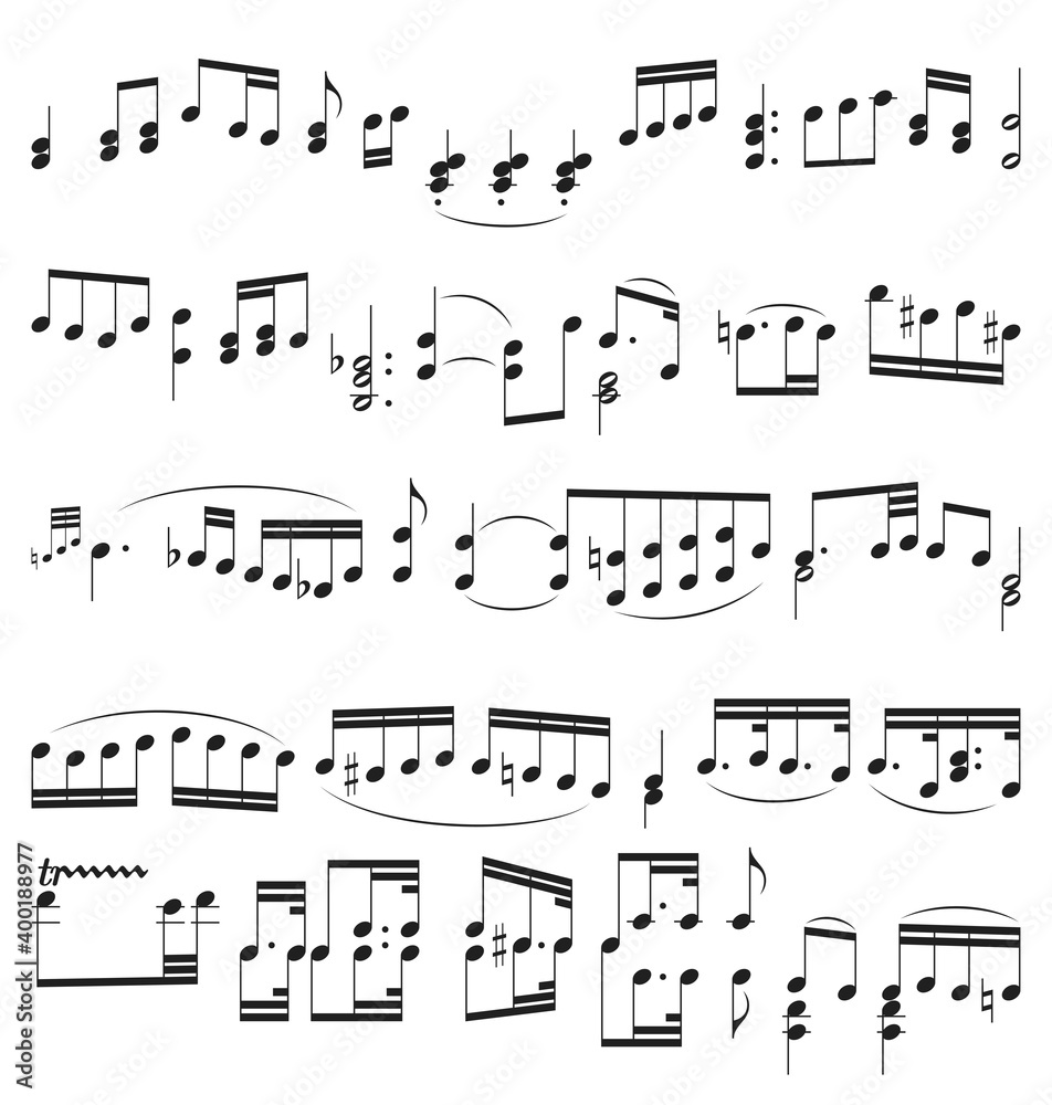 Set of musical notation symbols, musical notes, signs of musical ...