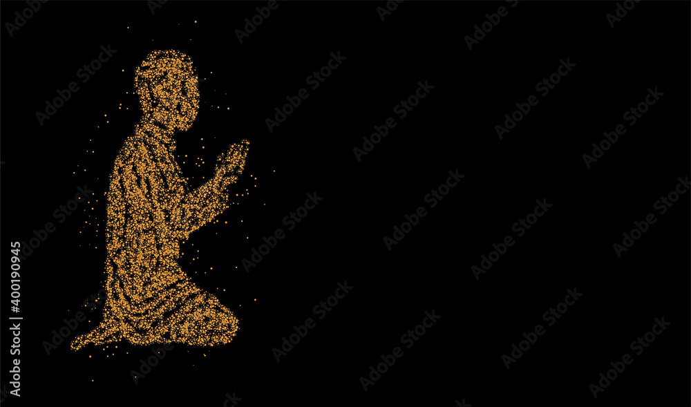 Gold Muslim man praying ( Namaz, Islamic Prayer ) - particle Vector ...