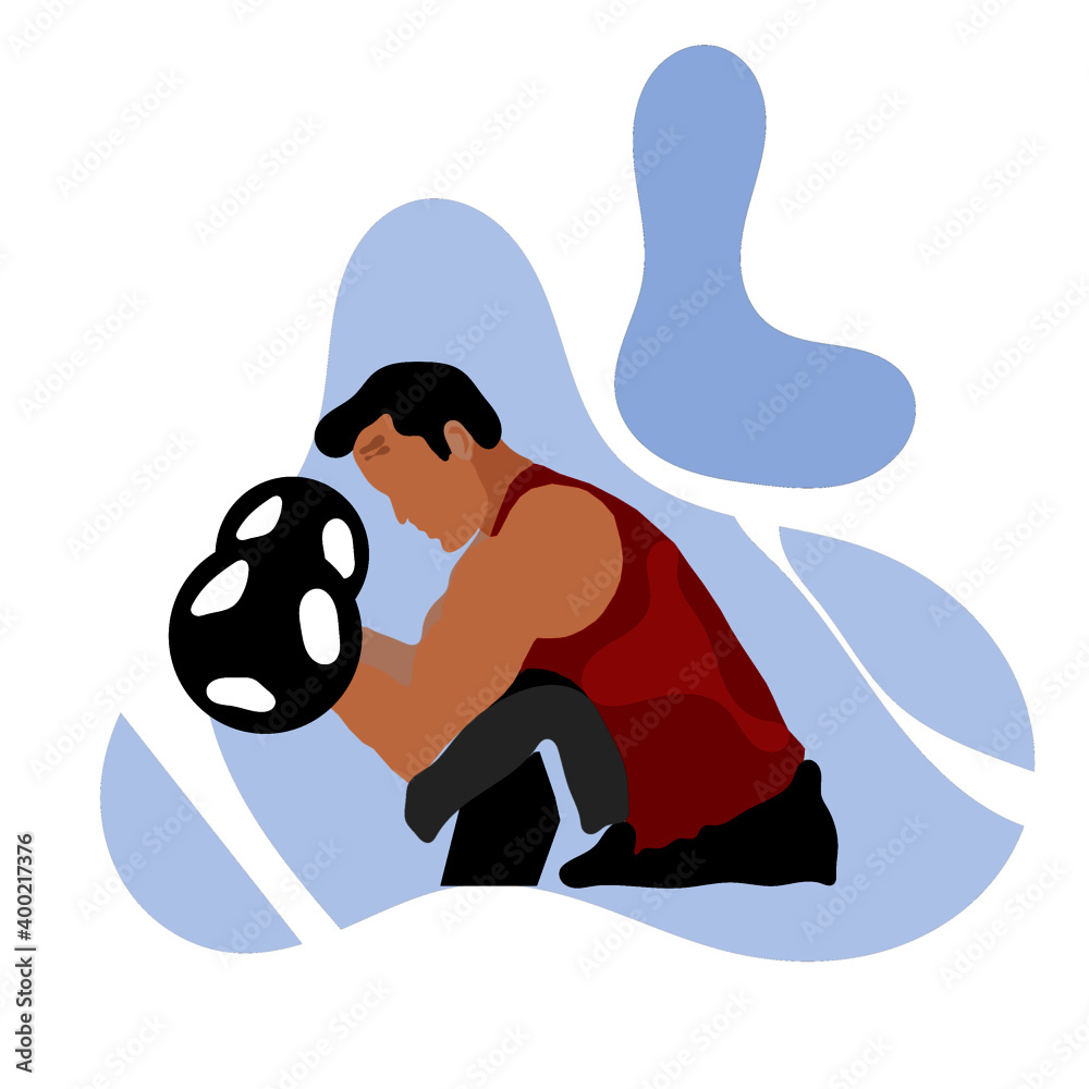 Men's weight training to build arm muscles, flat design illustrator ...
