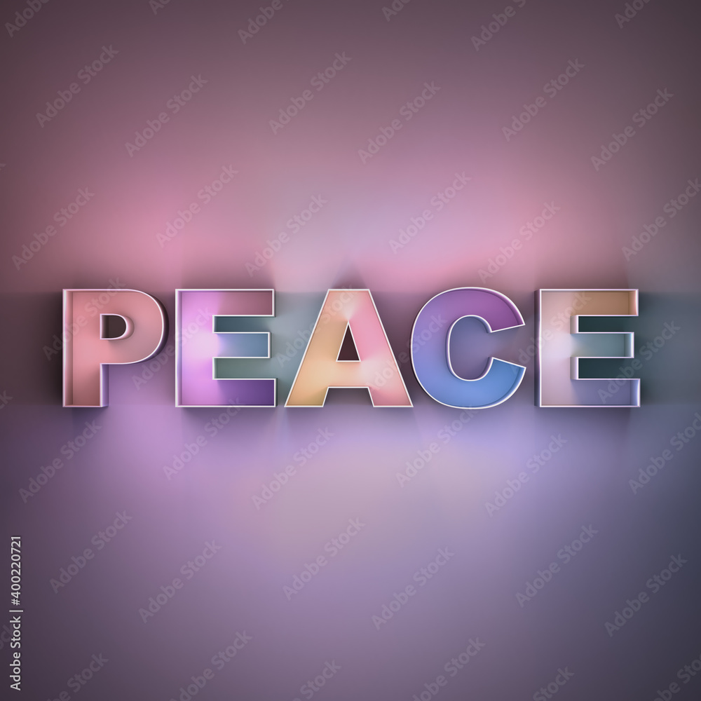 Peace, a 3D Illustrated Word in Pastel Colors on Neutral Background ...