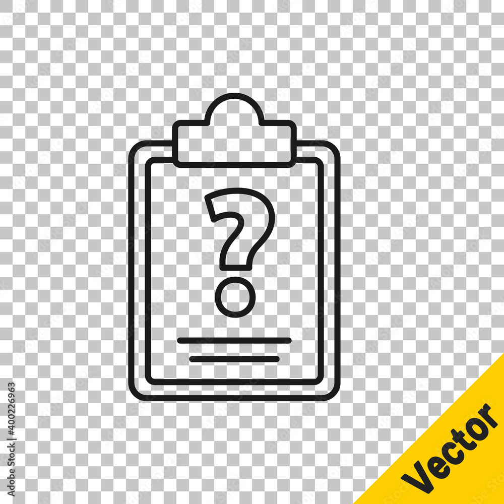 Black line Clipboard with question marks icon isolated on transparent ... Black line Clipboard with question marks icon isolated on transparent ...