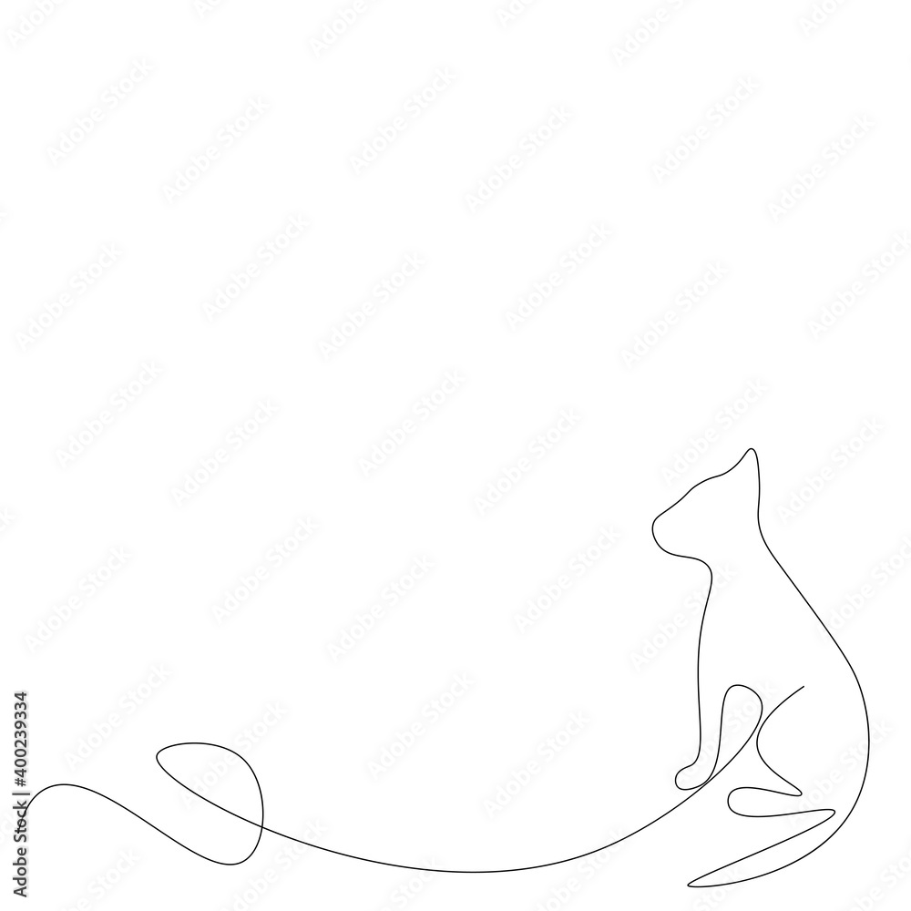 Cat silhouette line drawing, vector illustration Stock Vector | Adobe Stock