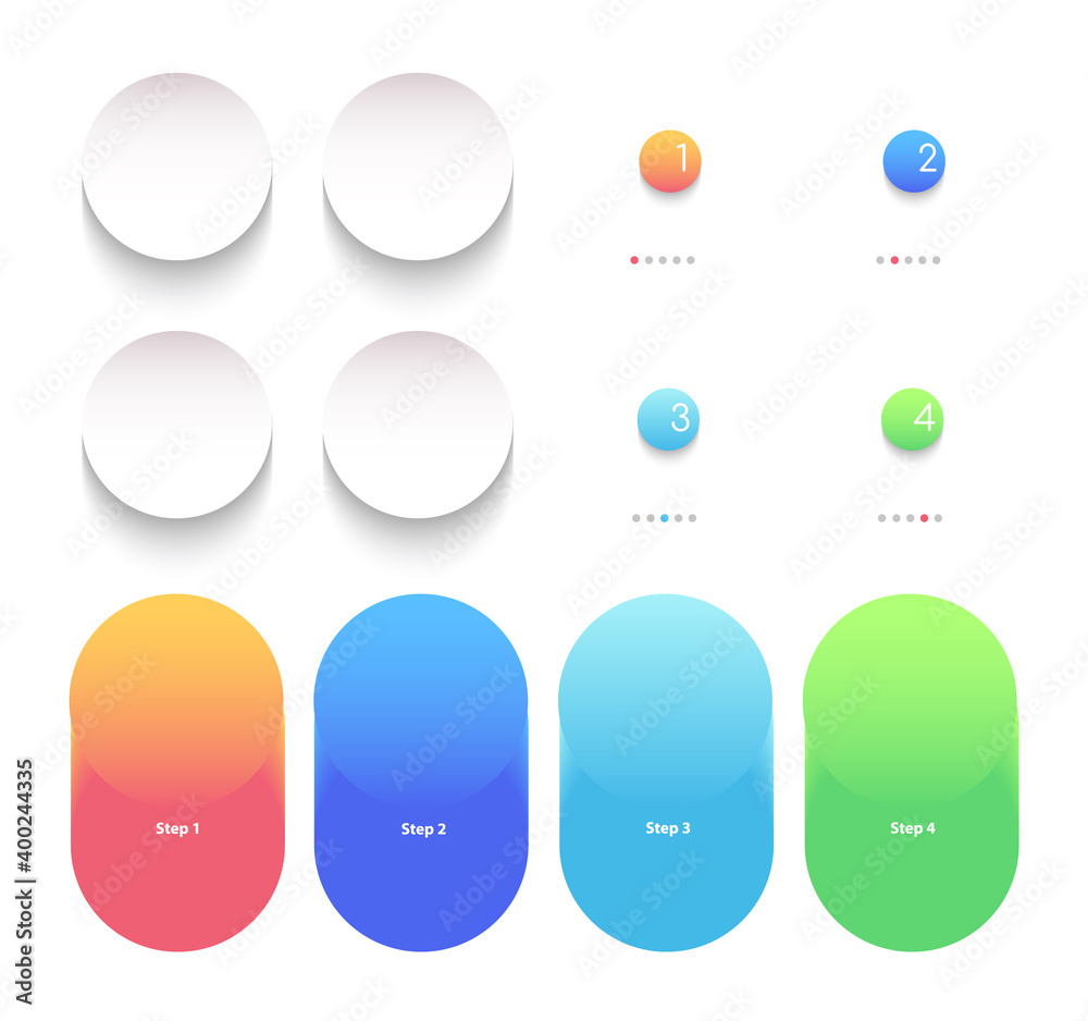 Round bright gradient vector infographic elements set. Modern ...