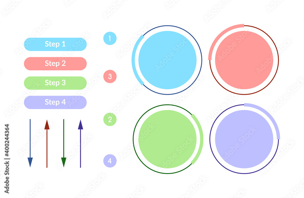 Light color minimalistic vector infographic elements set. Flowchart ...