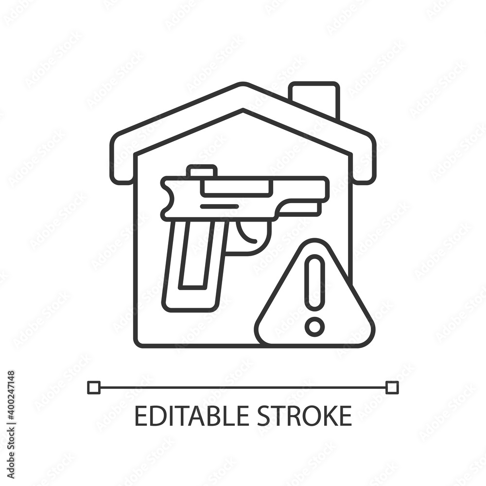 Weapons storage linear icon. Home defense. Safe gun storage. Defensive ...