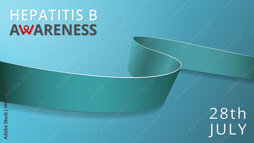 Realistic jade ribbon. Awareness hepatitis B month poster. Vector ...