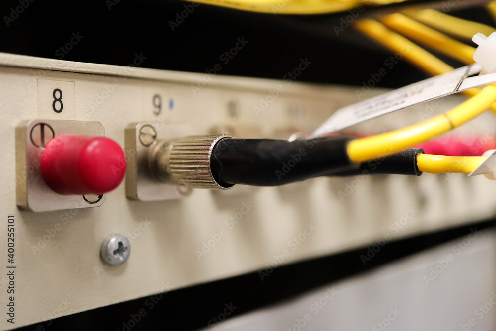 FC fiber cross connect patch panel with fiber optic close up view Stock ... FC fiber cross connect patch panel with fiber optic close up view Stock ...