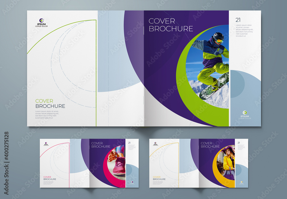 Square Report Cover Layout Set with Color Dynamic Elements Stock ...