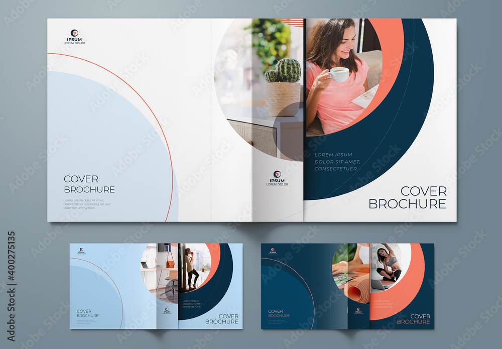 Square Report Cover Layout Set with Coral Dynamic Elements Stock ...
