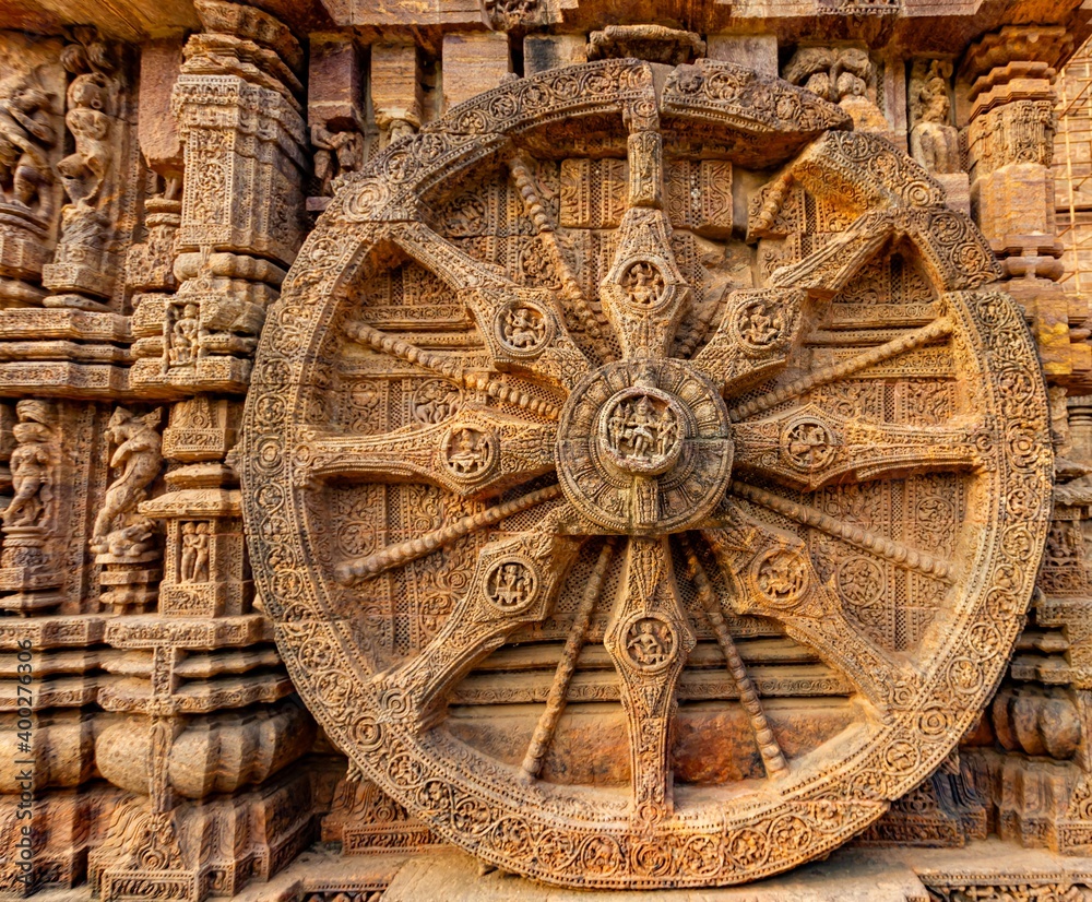 Chariot Wheel at Sun Temple, Konark, Odisha, India; each wheel of ...