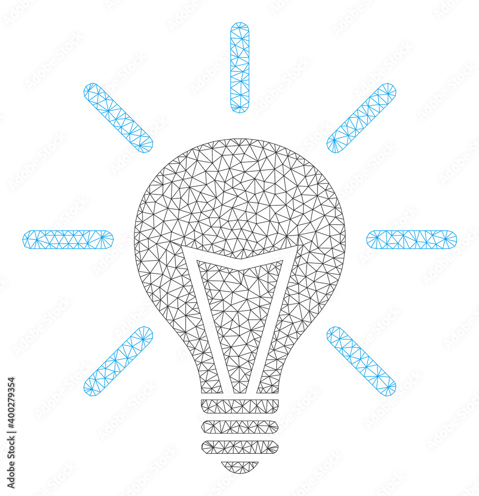Mesh polygonal electric light icon. Vector structure is created from ...