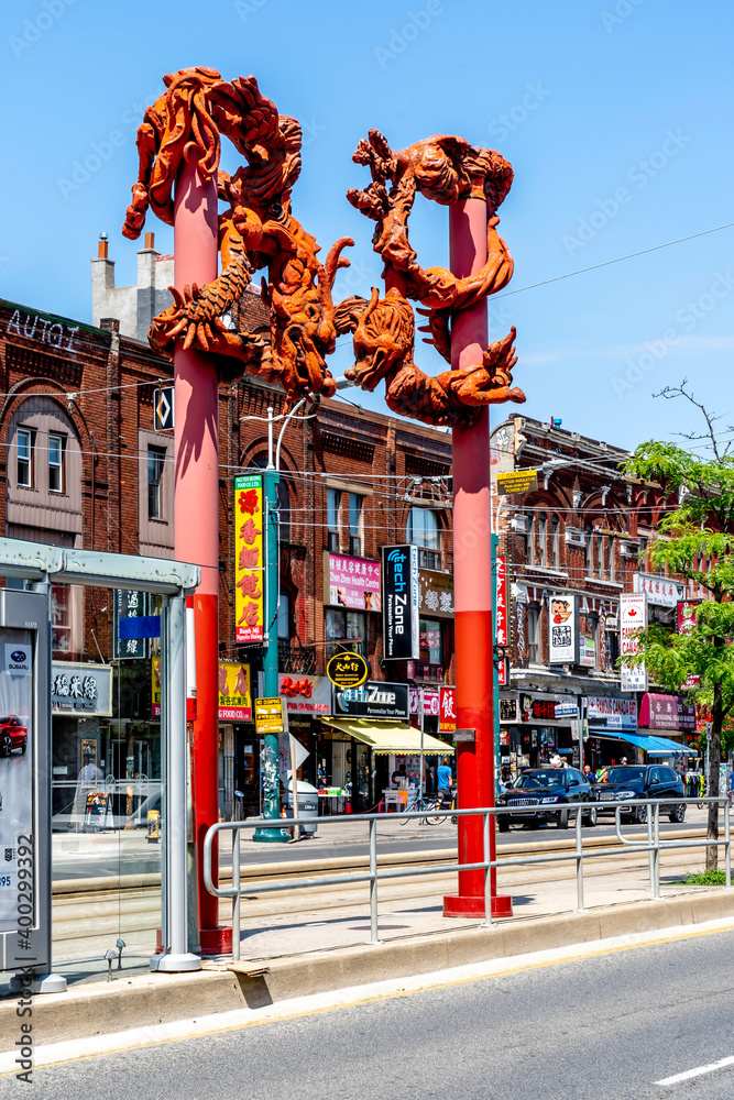 Toronto, Canada - July 31, 2019: Street view of main Chinatown in ...