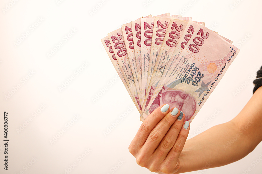 Turkish currency, Turkish lira banknotes Stock Photo | Adobe Stock