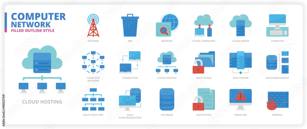 Computer Network icon set Stock Vector | Adobe Stock
