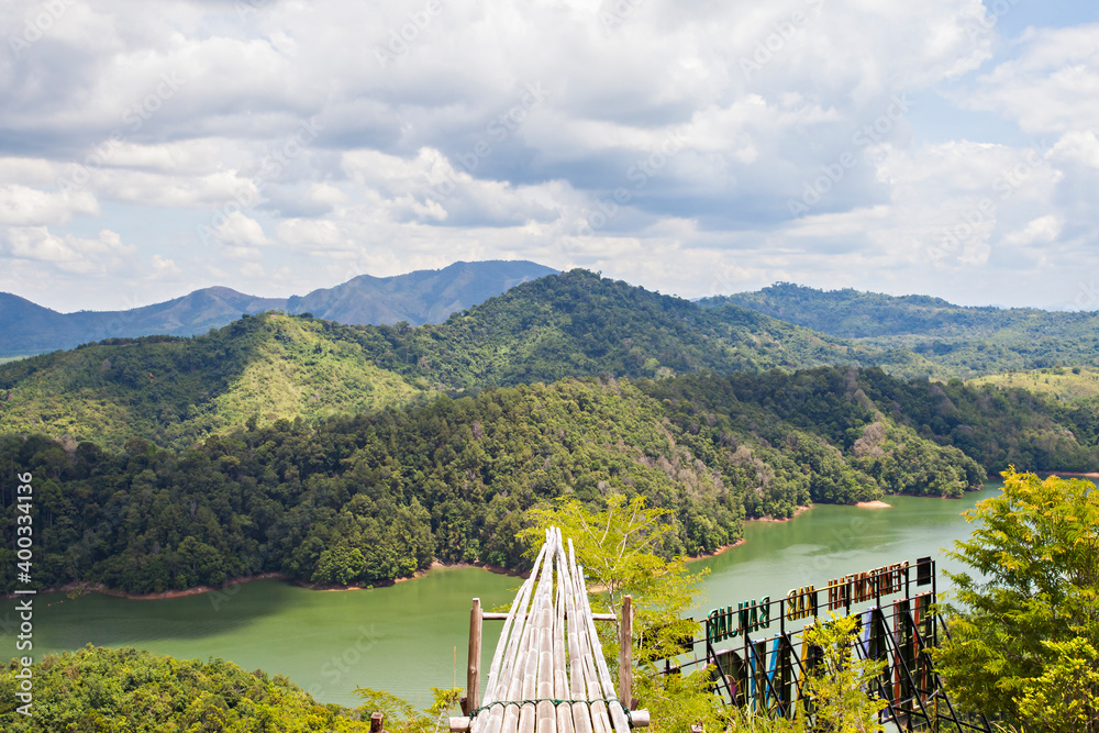 Beautiful view of Riam Kanan lake from the peak of Matang Kaladan hill ...