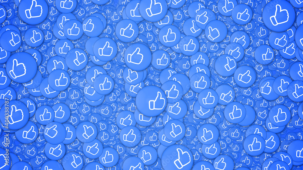 Background of multiple like reaction emojis. Social media and ...