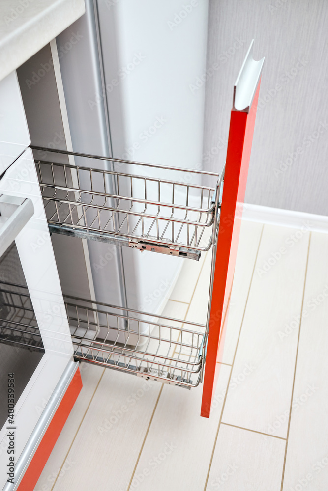 Upscale Maple Red kitchen spice rack drawer vertical cabinet. Pull out ...