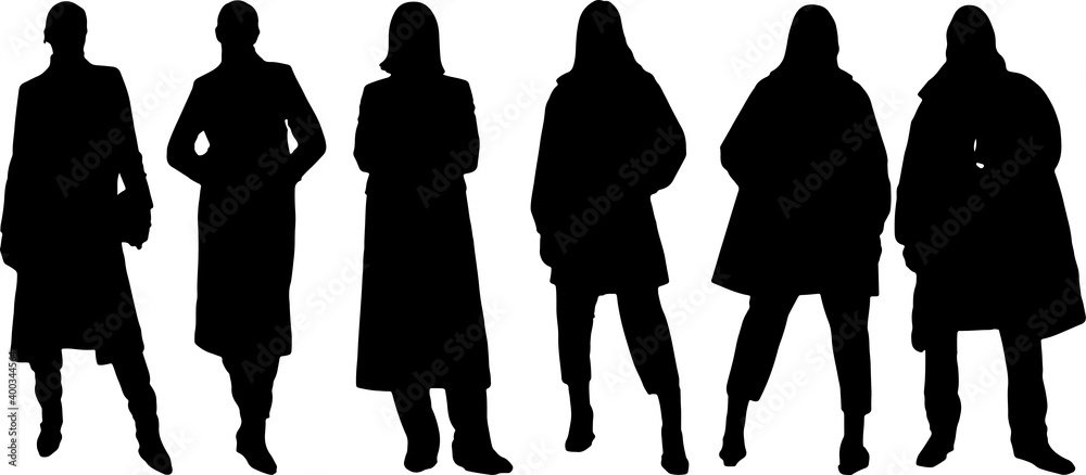 Vector silhouette of ladies, front view perfect to include in your ...