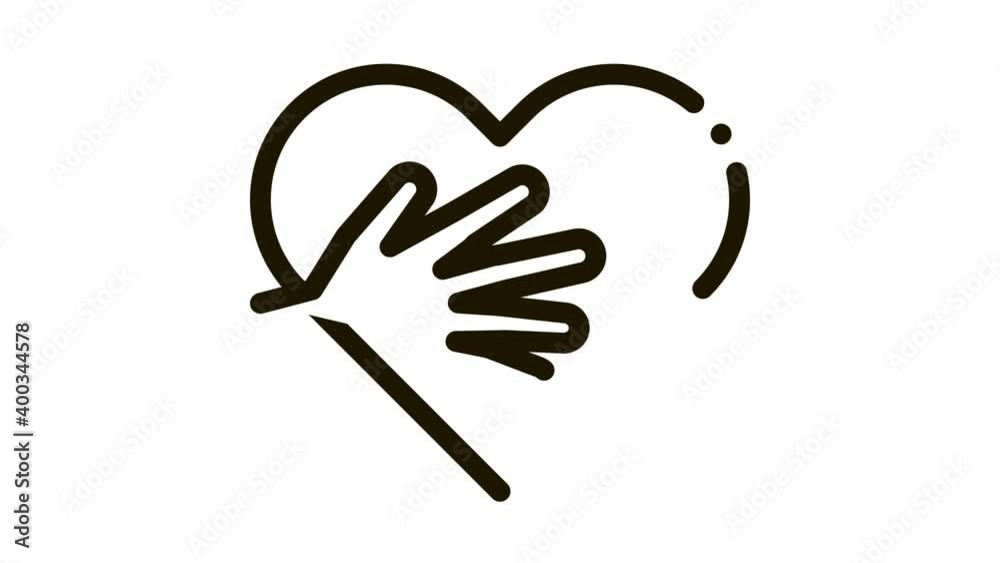 touch heart Icon Animation. black touch heart animated icon on white ...