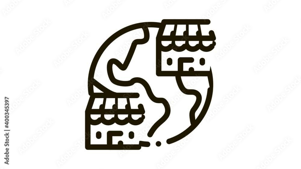 franchise world location Icon Animation. black franchise world location ...