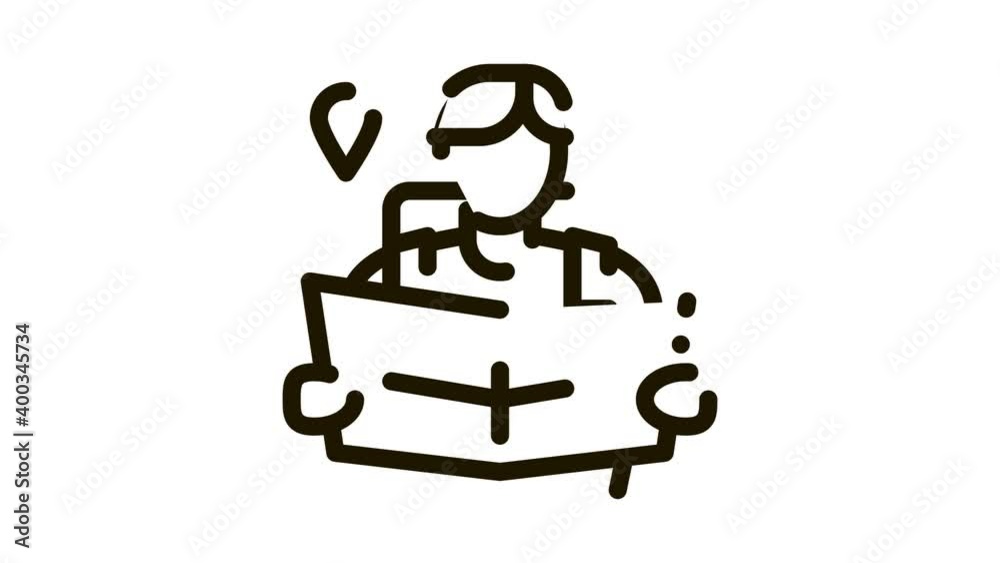 tourist reading map Icon Animation. black tourist reading map animated ...