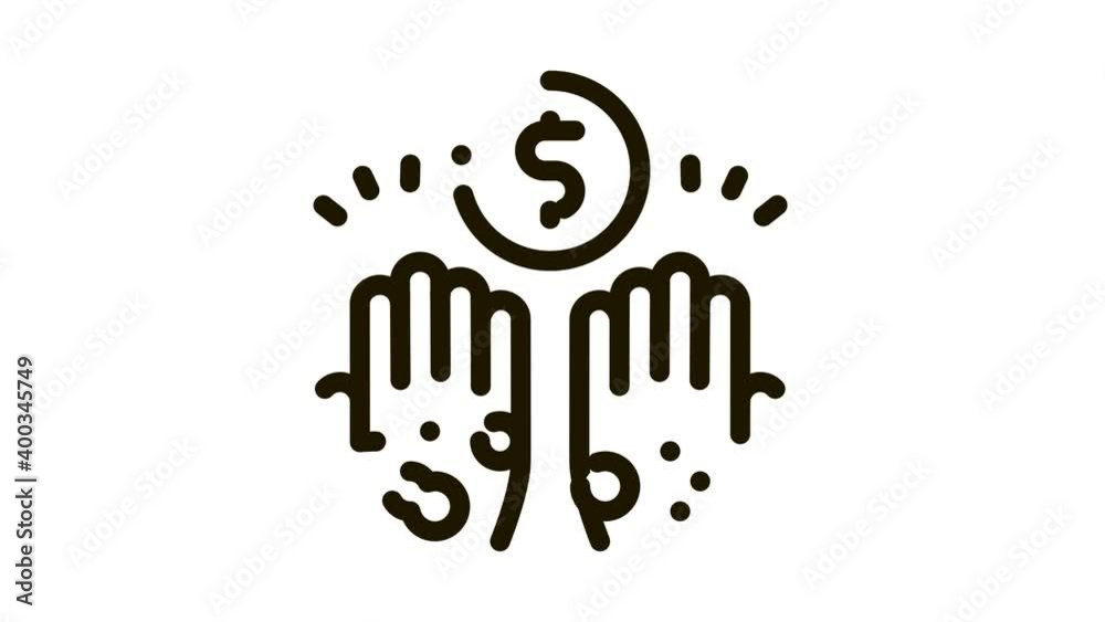 homeless hands ask for money Icon Animation. black homeless hands ask ...