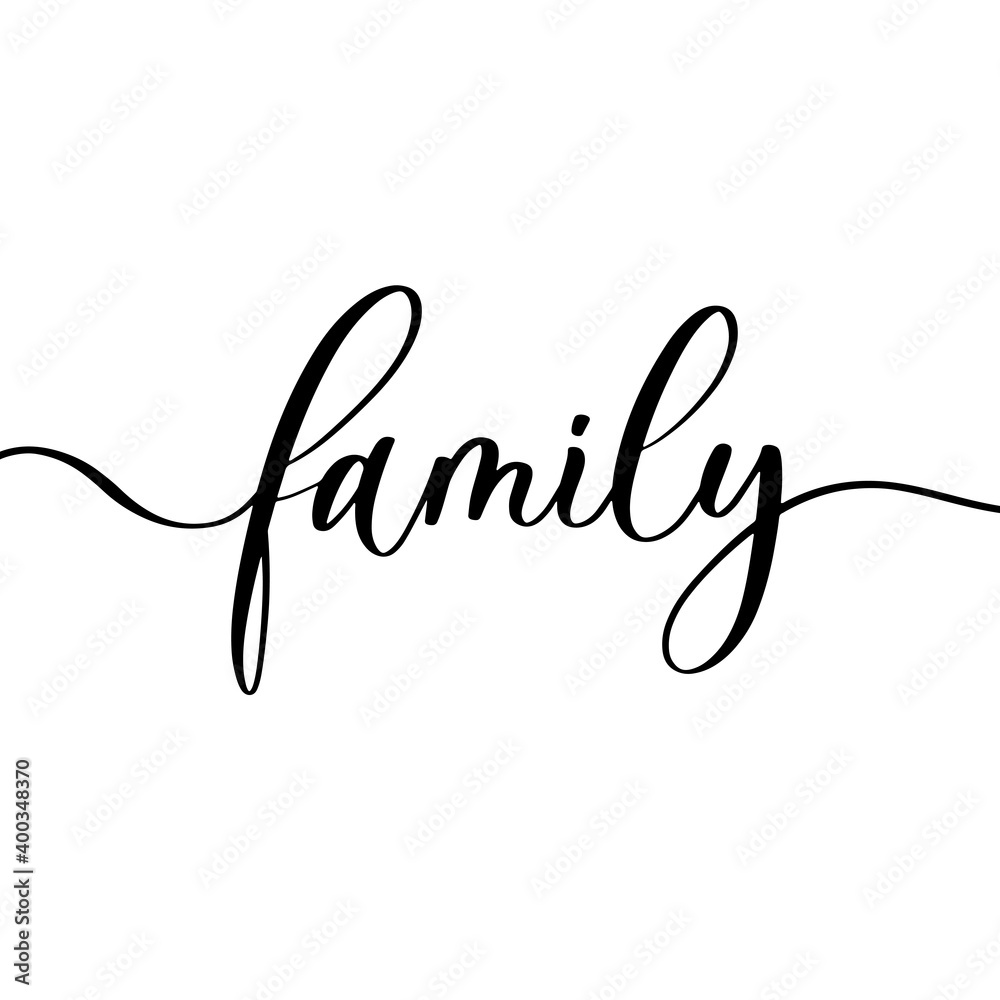 Family vector calligraphic inscription with smooth lines. Minimalistic ...