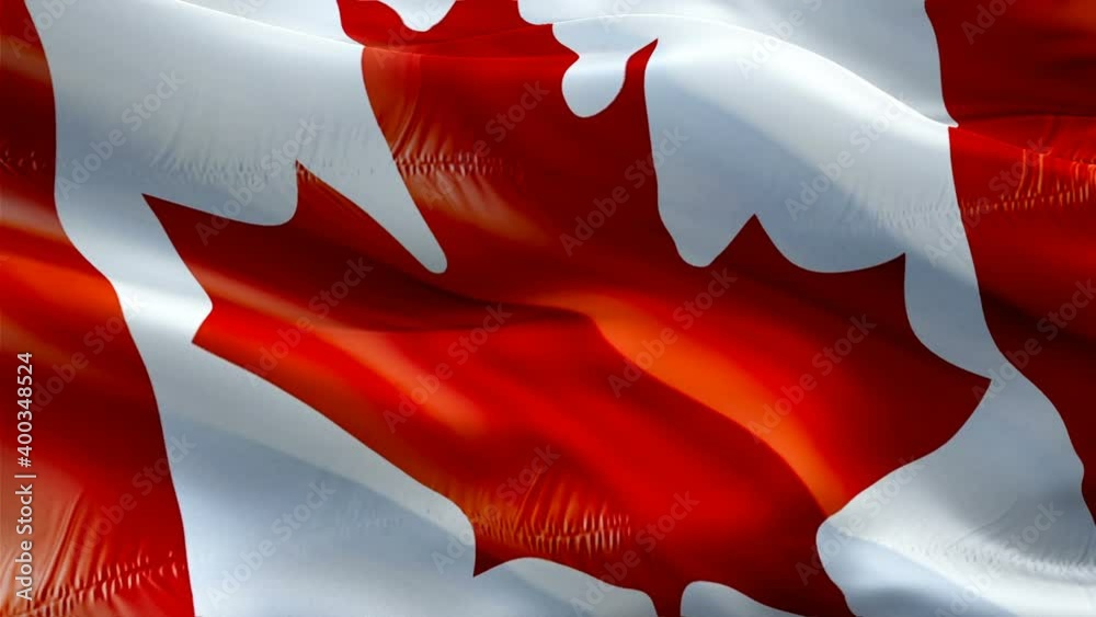 Canadian flag waving in wind video footage Full HD. Realistic Canadian Flag background. Canada ...