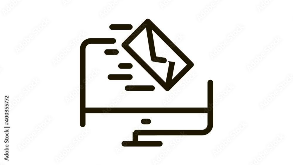 received letter to computer Icon Animation. black received letter to ...