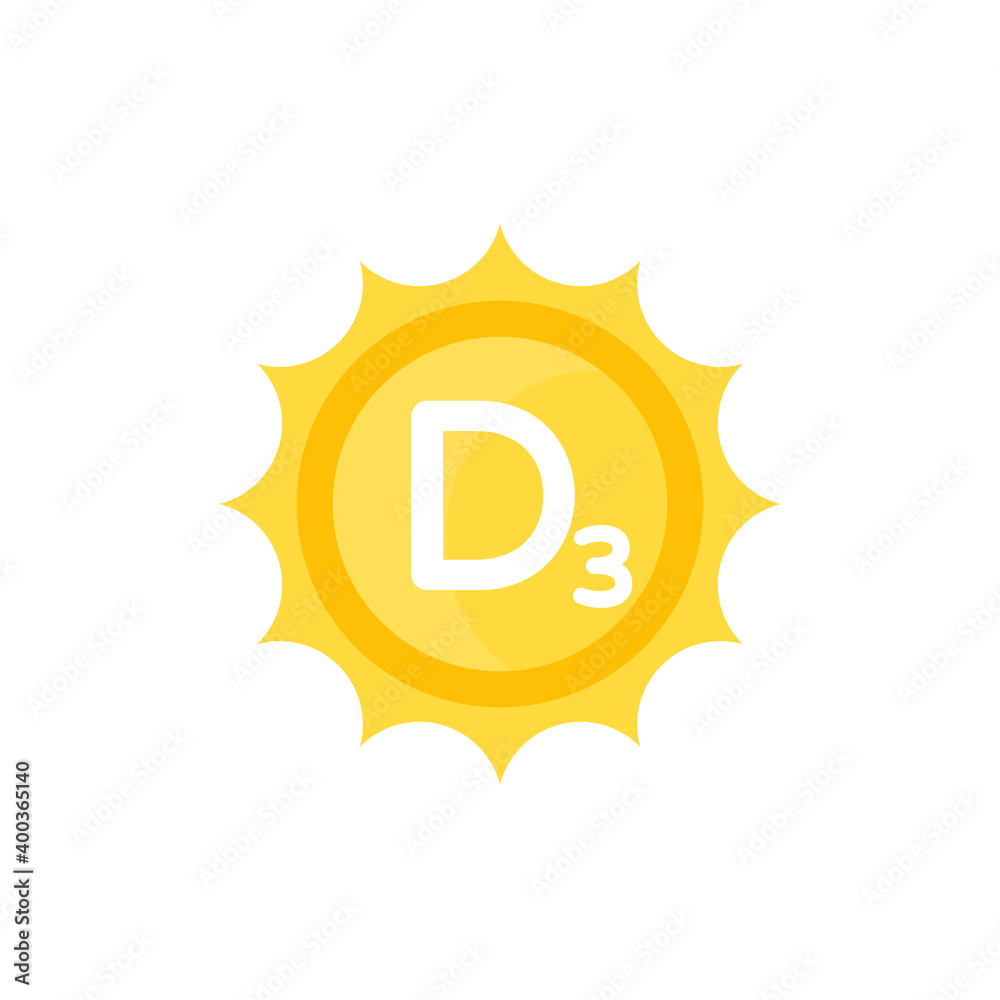 d3 vitamin icon with sun, vector Stock Vector | Adobe Stock