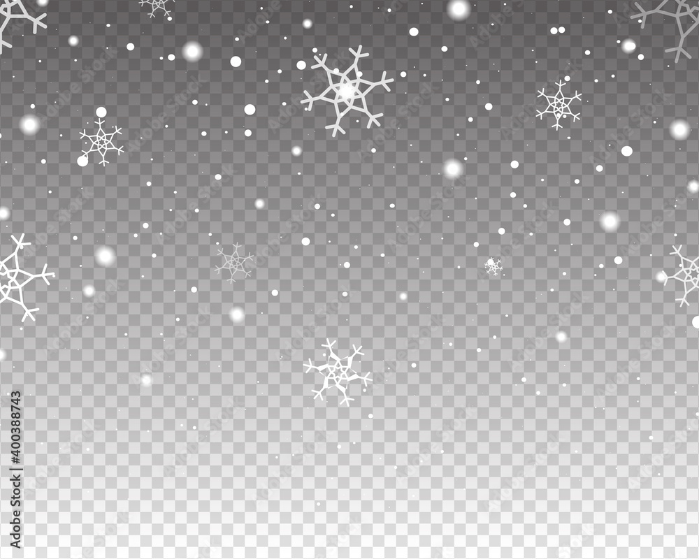 Realistic falling snow. Snow overlay effect. Falling snow isolated on ...