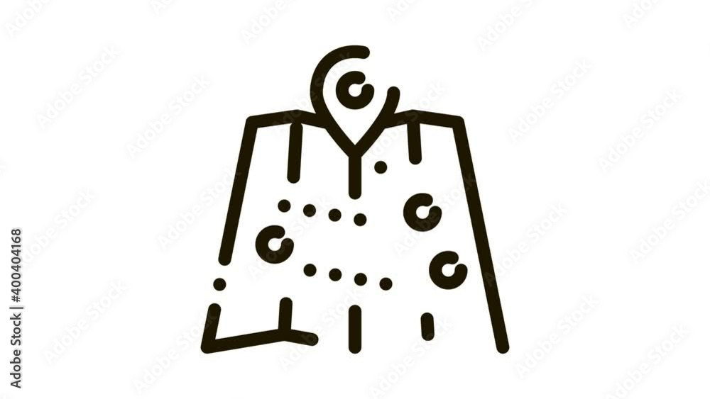 Tourist Map with Locations Icon Animation. black Tourist Map with ...