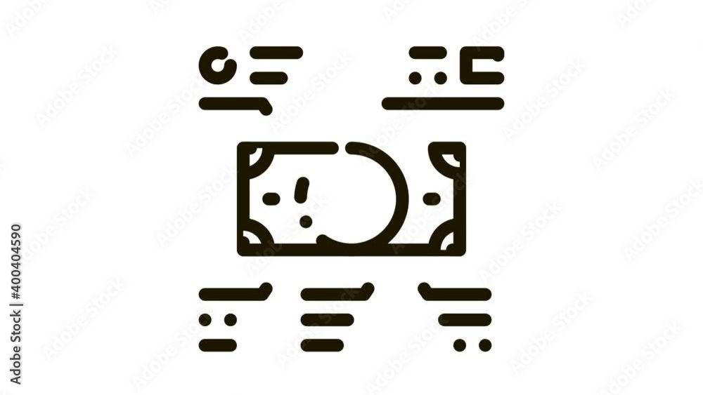 Elements Of Cash Banknotes Icon Animation. black Elements Of Cash ...