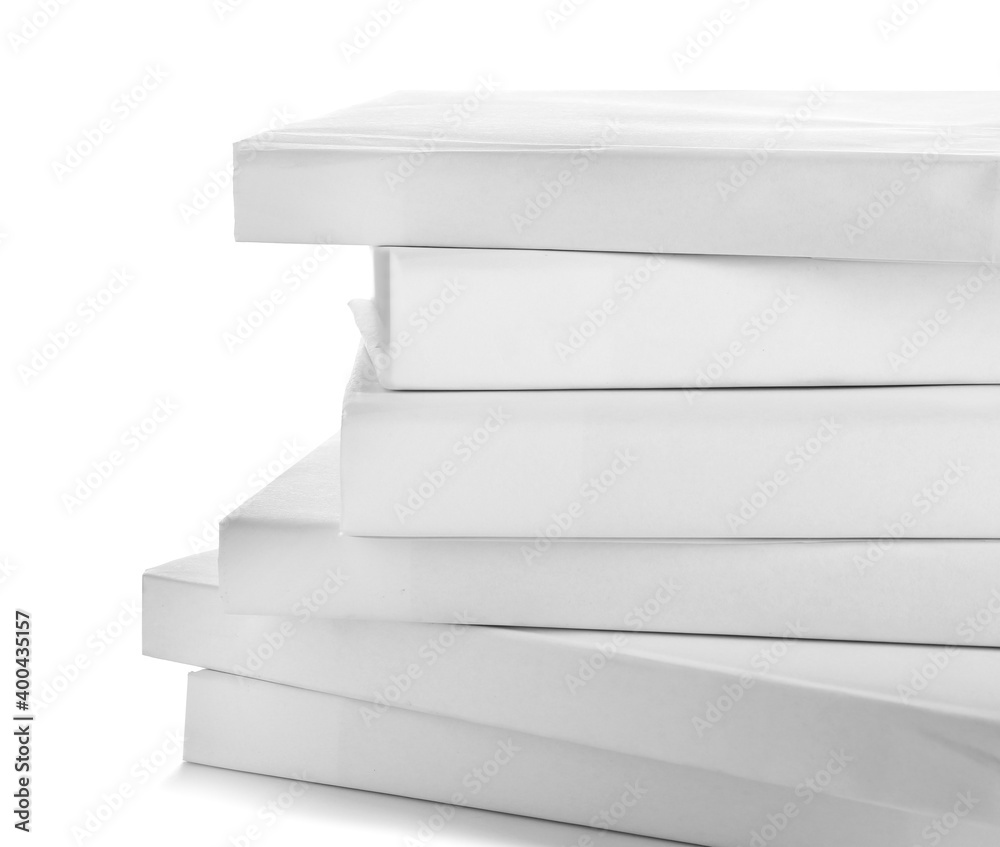 Stack of blank books isolated on light background Stock Photo | Adobe Stock