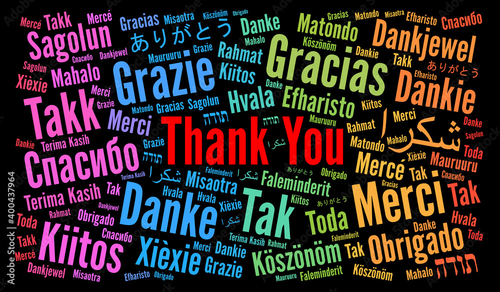 Thank You illustration word cloud in different languages Stock ...