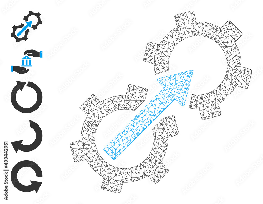 Vecteur Stock Mesh Network Gear Integration Icon With Simple Structure Created From Gear