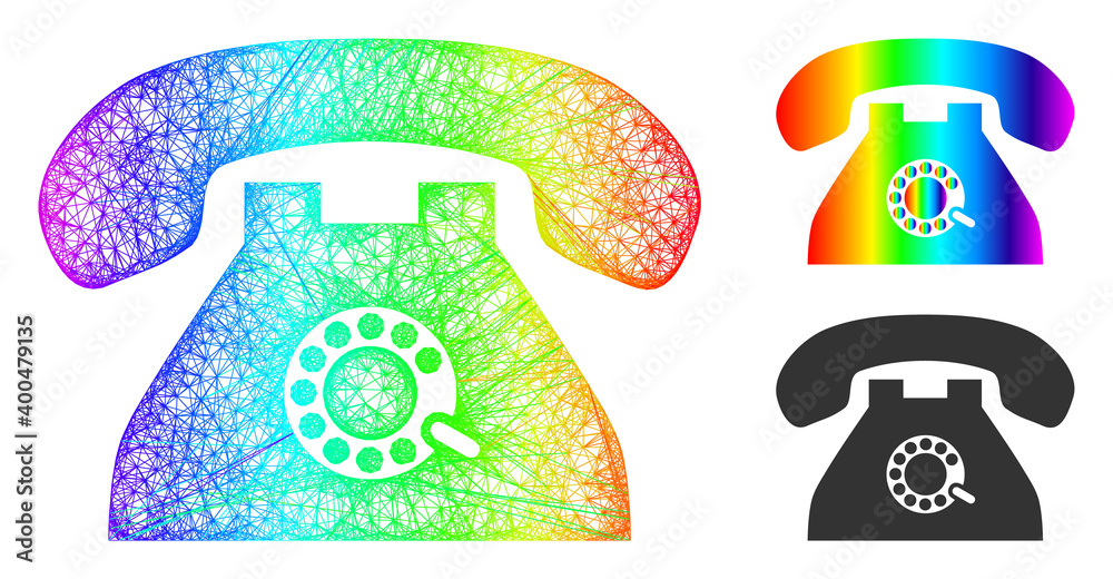 Vetor de Rainbow colored wire frame pulse phone, and solid spectrum ...
