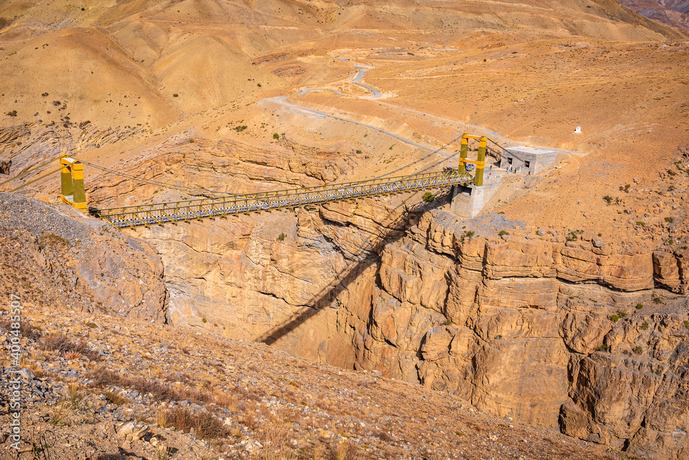 Chicham bridge is suspension stiffened steel truss bridge at altitude ...