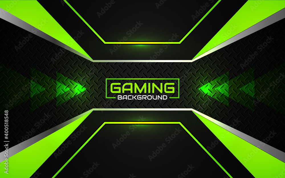 Abstract futuristic black and green gaming background with modern ...