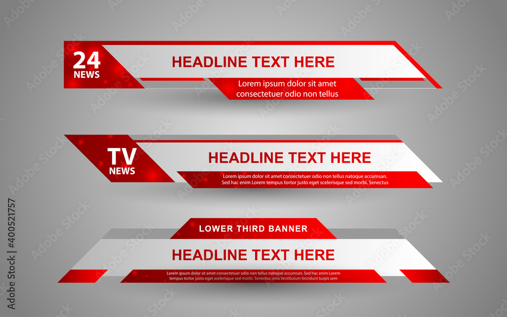Set collection vector of Broadcast News Lower Thirds Template layout ...