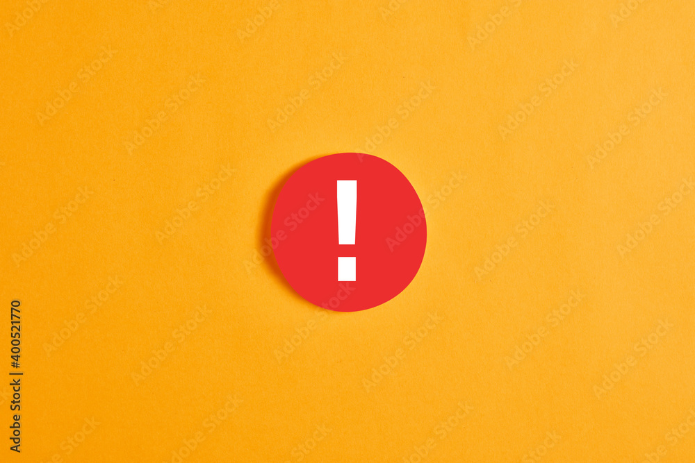 Red round circle with an exclamation mark button Stock Photo | Adobe Stock
